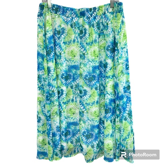 ECI | Skirts | Eci New York Blue Green Tie Dye Heart Elastic Band Skirt ...